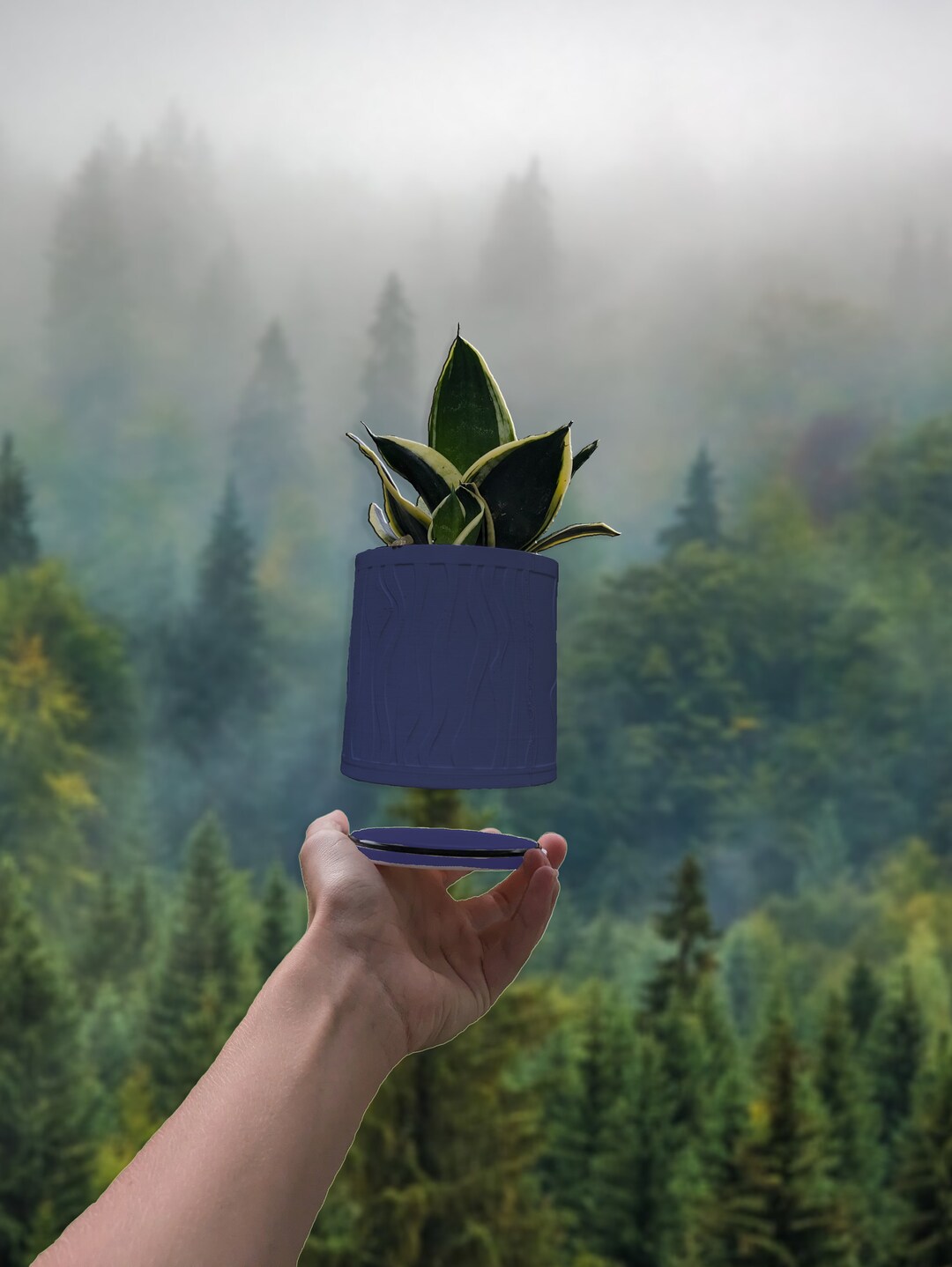 Art Deco Planter Snap-on Drip Tray, Navy Blue Waterproof and Sleek, 3D ...