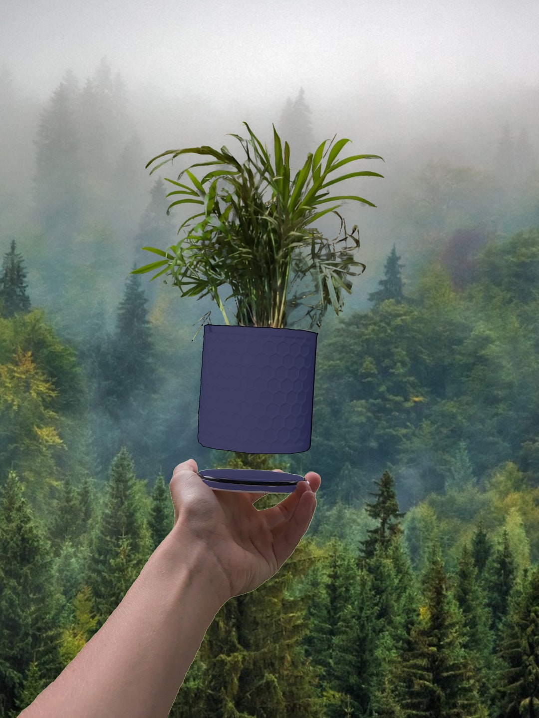 Hexagon Planter Snap-on Drip Tray, Navy Waterproof and Sleek, 3D ...