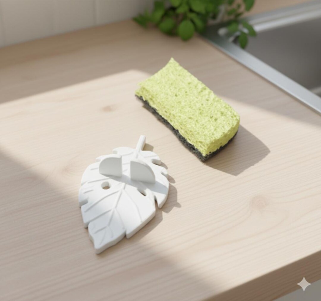 2 Pack Leaf Sponge Holder | Nature Inspired Kitchen Sink Organizer | 3D ...