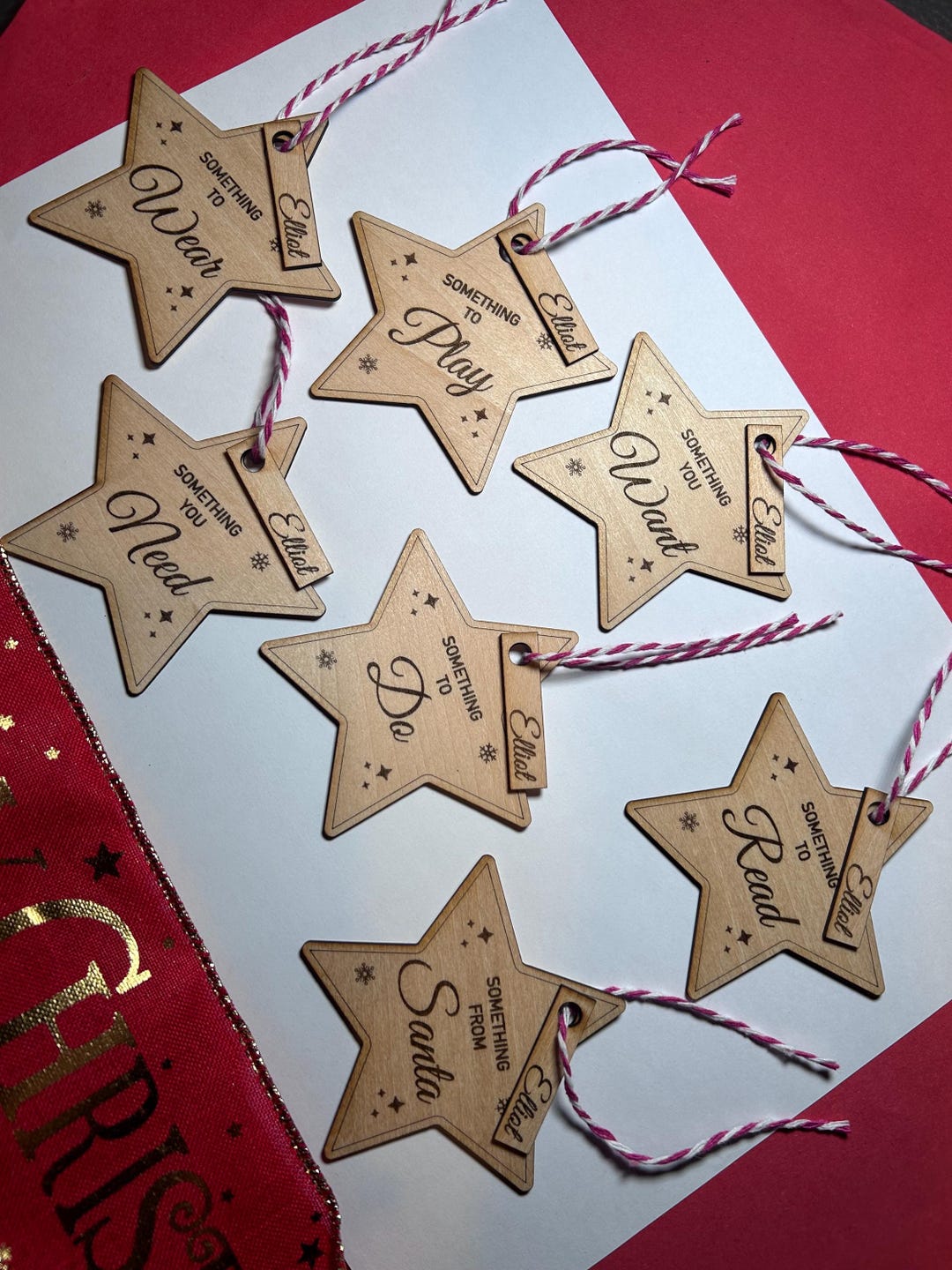 Personalised Wooden CHRISTMAS GIFT TAGS. Something to Do, Wear, Play ...