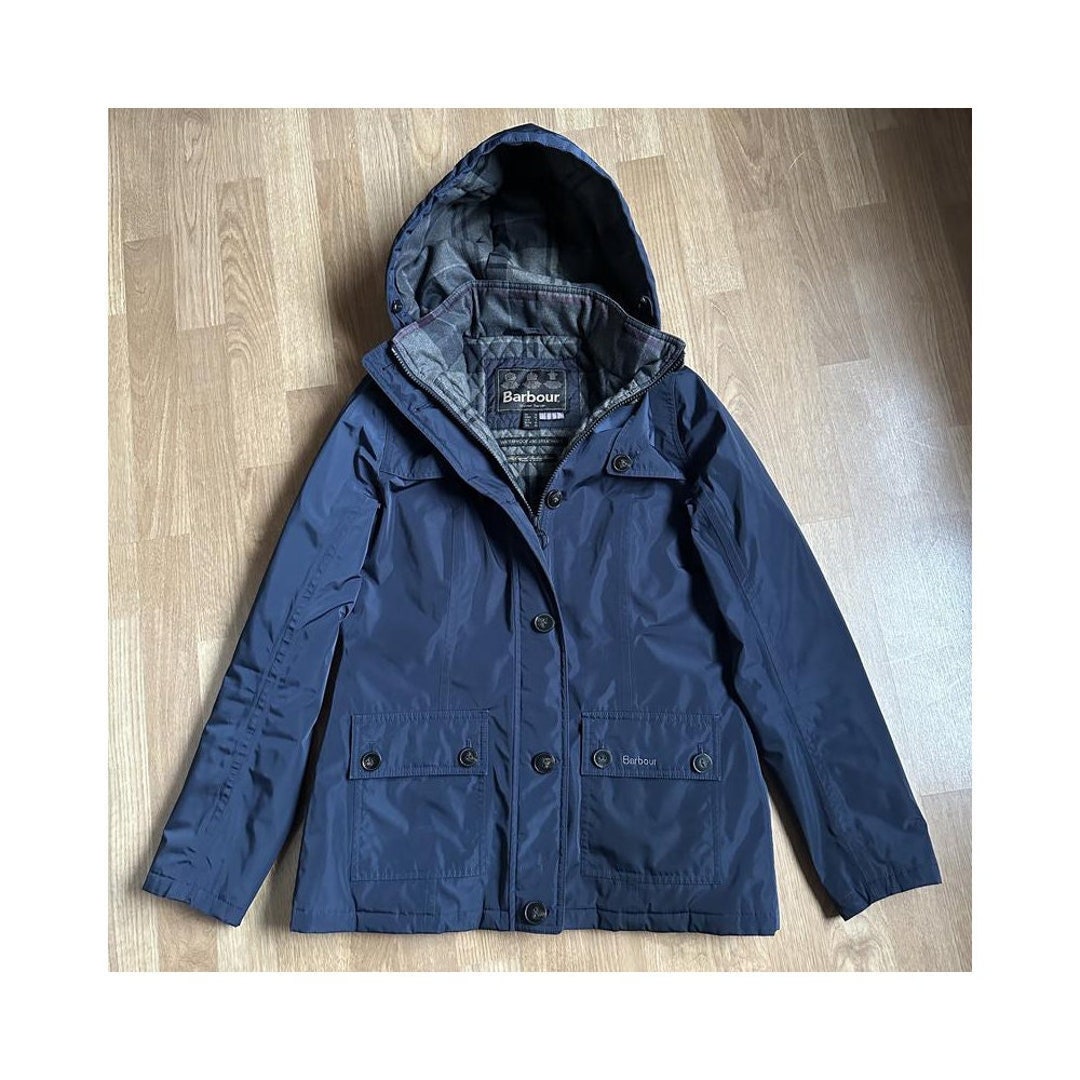 BARBOUR Winter Tartan Waterproof Women's Jacket in Navy Blue, Barbour ...