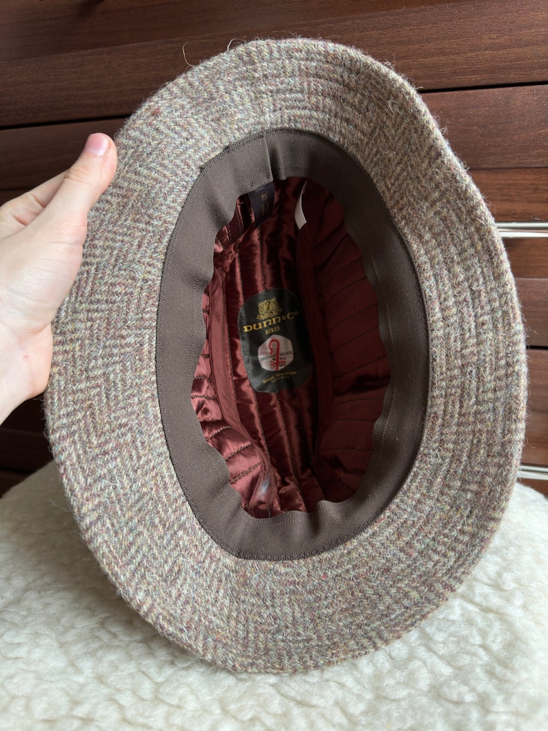 DUNN & CO of Britain Tweed Trilby Hat Mens UK 7 1/8 58 Brown Wool Tweed ...