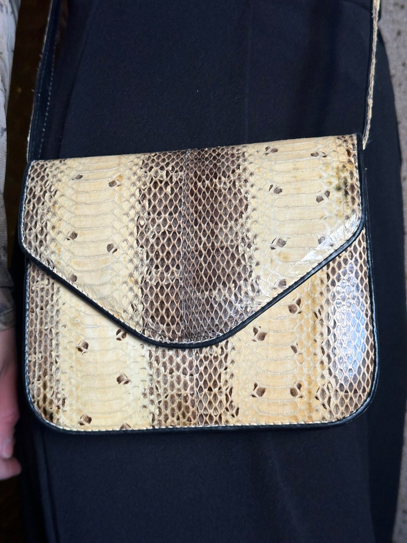 RARE Snake Python Vintage Skin Leather Clutch Bag Crossbody, Exotic ...