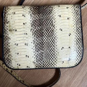 RARE Snake Python Vintage Skin Leather Clutch Bag Crossbody, Exotic ...