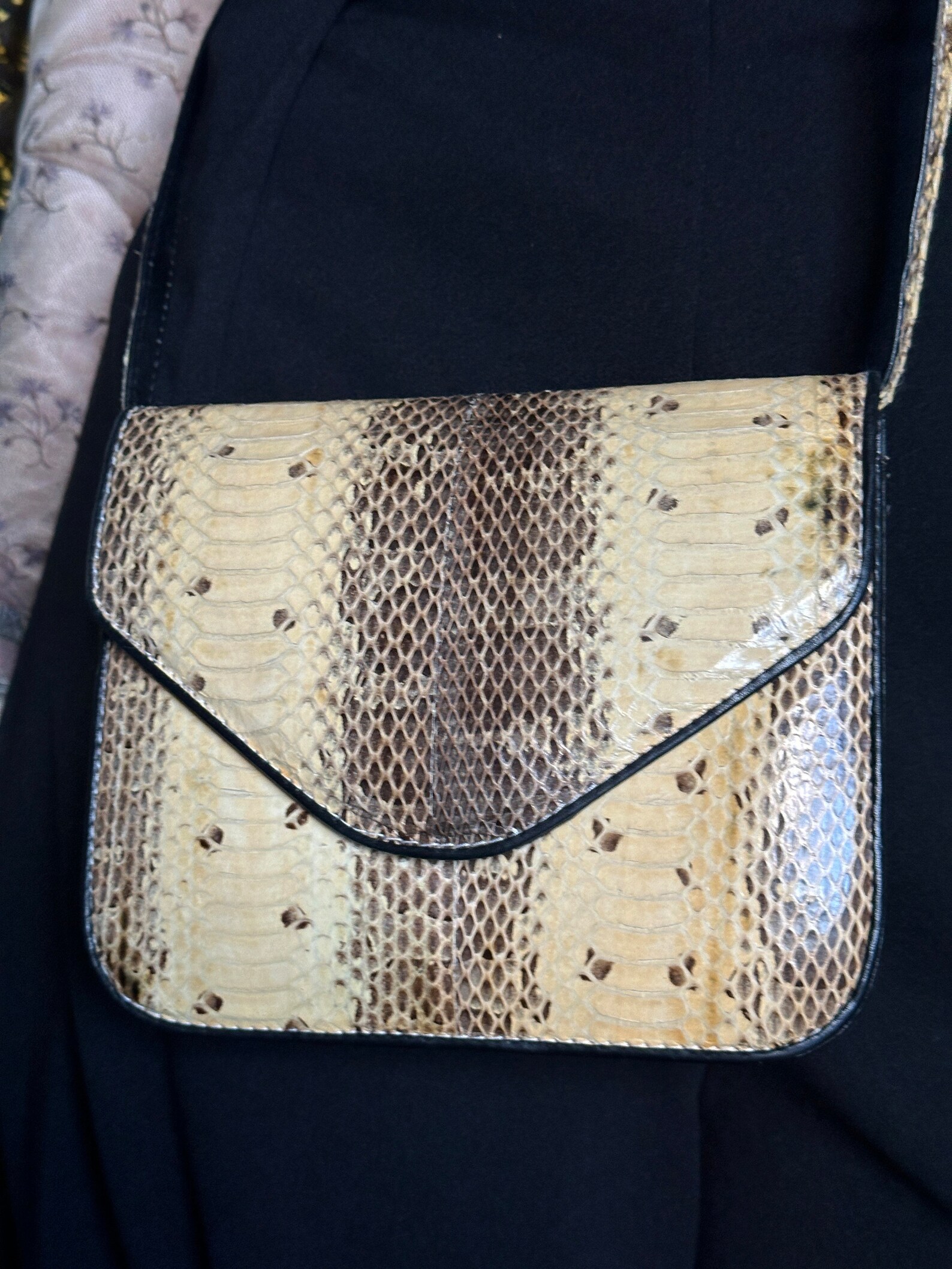 RARE Snake Python Vintage Skin Leather Clutch Bag Crossbody, Exotic ...