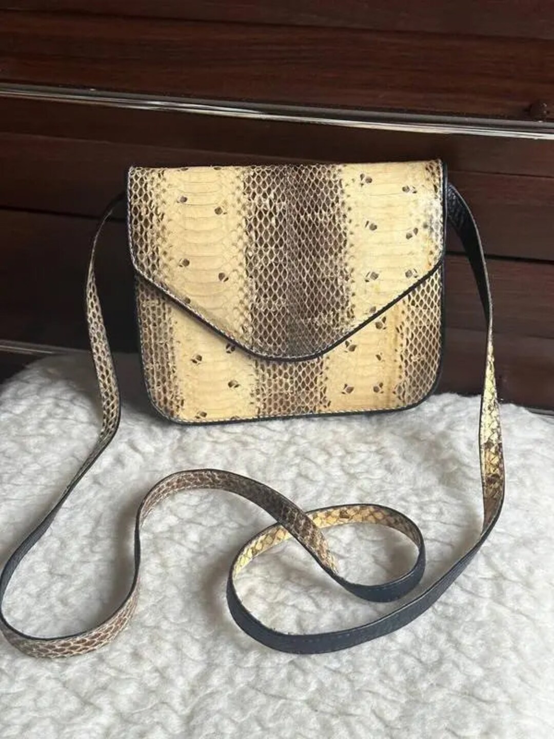 RARE Snake Python Vintage Skin Leather Clutch Bag Crossbody, Exotic ...