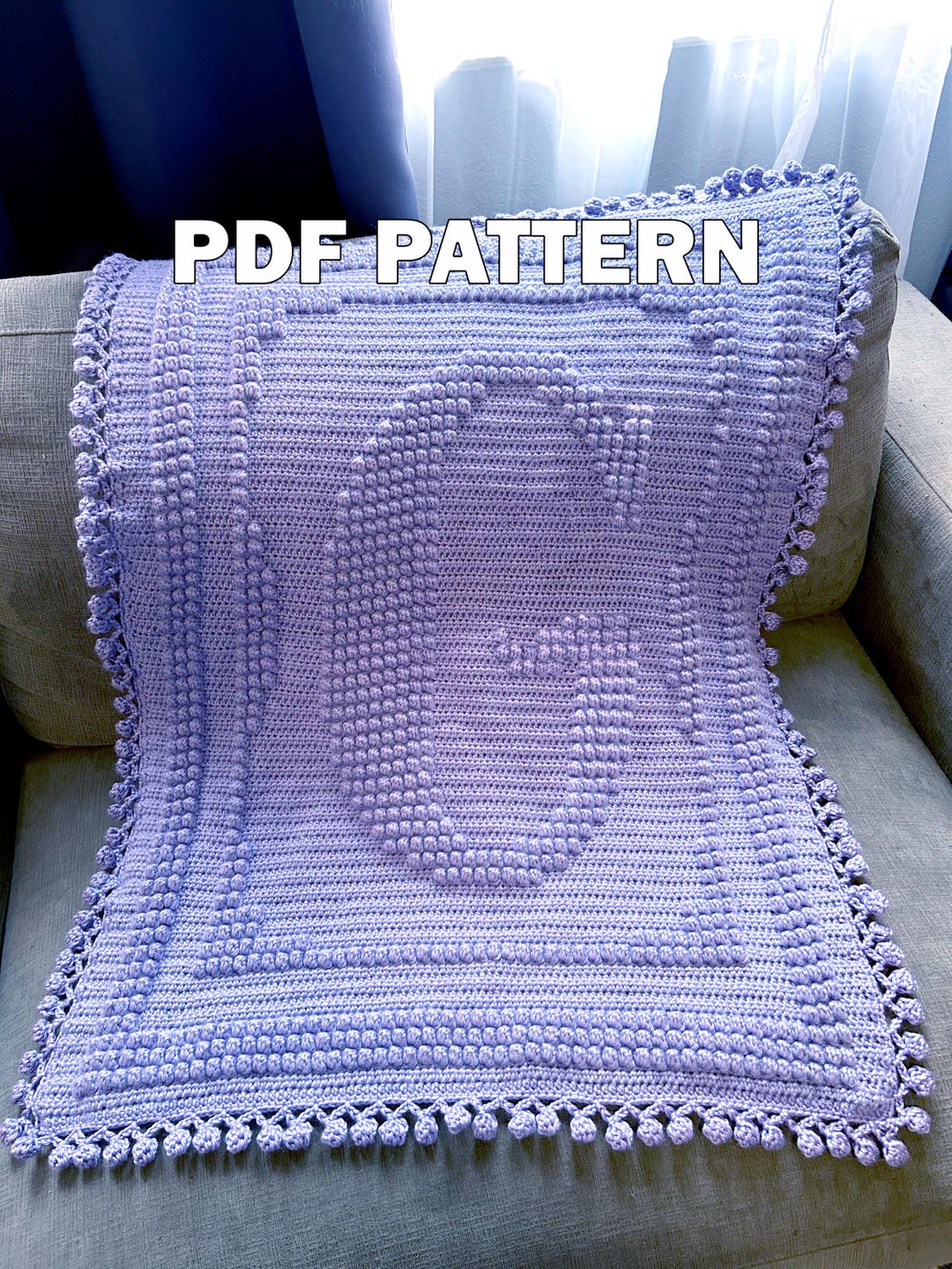 Crochet Baby Blanket Pattern - Alphabet Letter G Afghan - Digital PDF ...