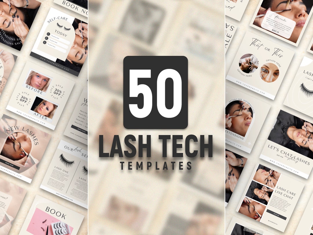 Tech Instagram Post Templates, Lash Tech Branding, Canva Templates ...