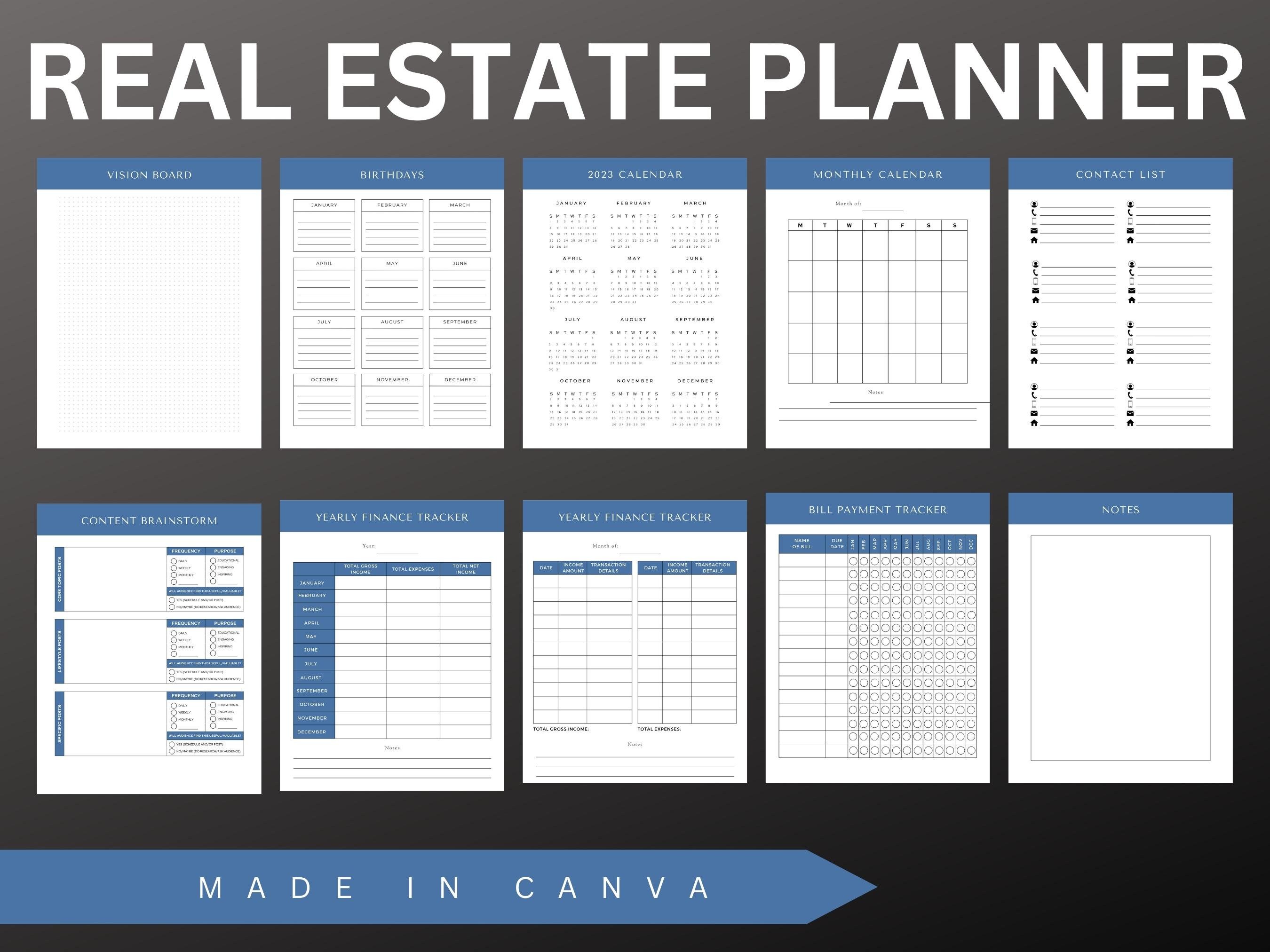 Real Estate Planner, Printable Planners, New Real Estate Agents, Real ...