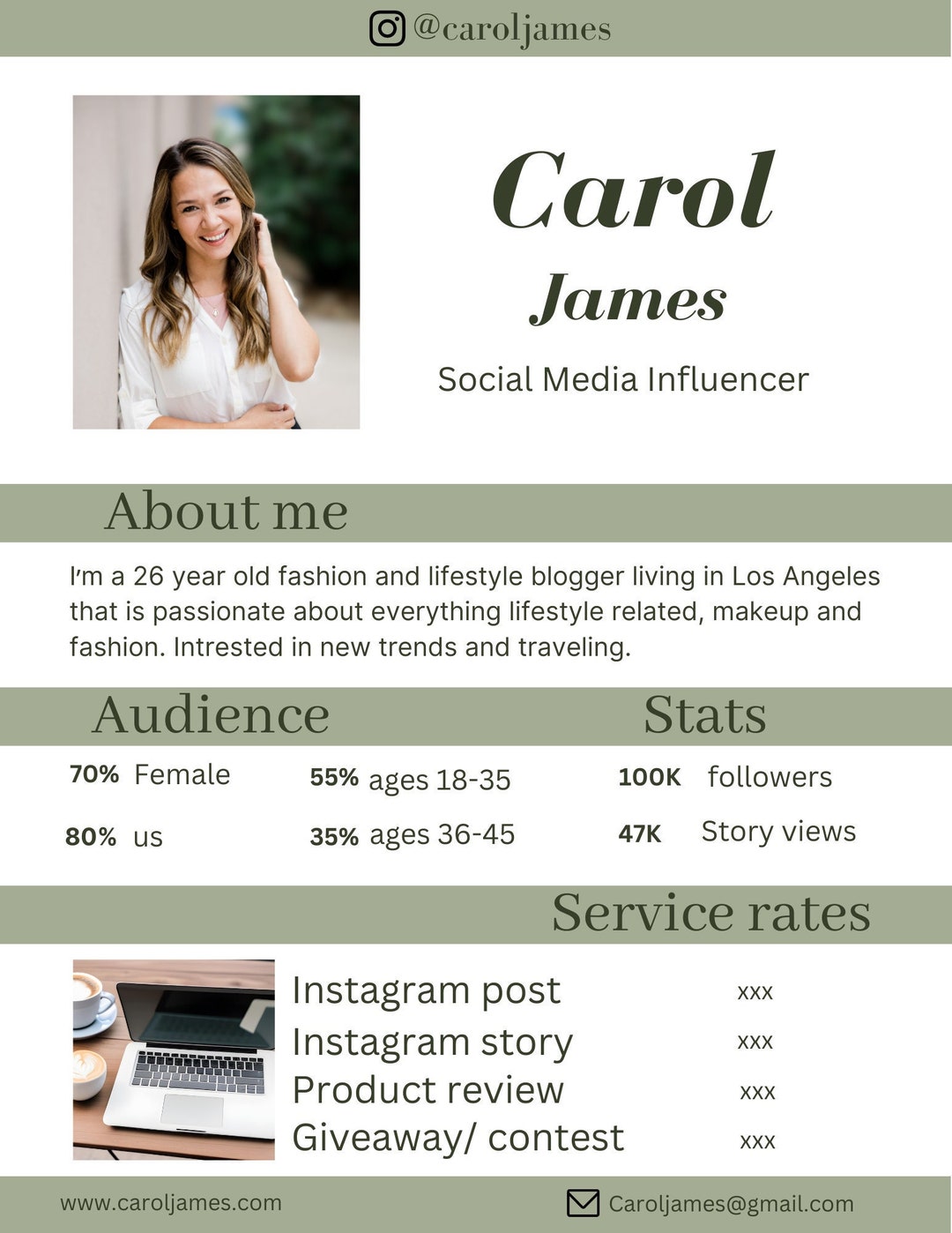 Canva Template Instagram Social Media Facebook CV - Etsy