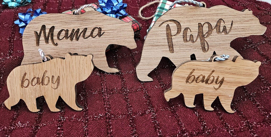 Mama Bear Ornament Made From Wood. Mama, Papa or Baby Bear Ornament ...