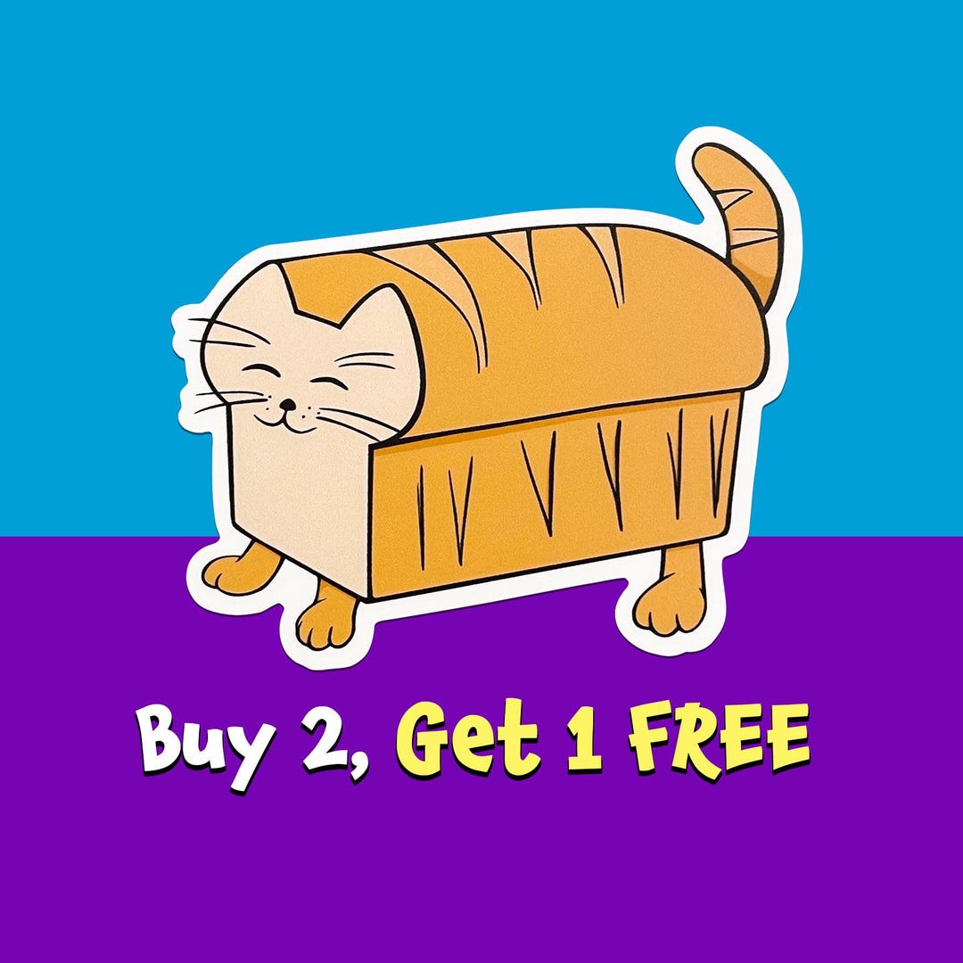 Pure Bread Cat Vinyl Sticker | Laptop Sticker | Funny Sticker | Free ...