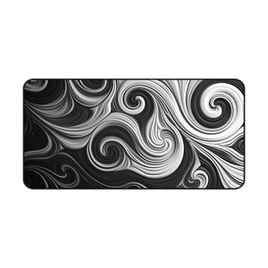 Black and White Swirls Mousepad Desk Mat Colorful Swirls Black & White ...