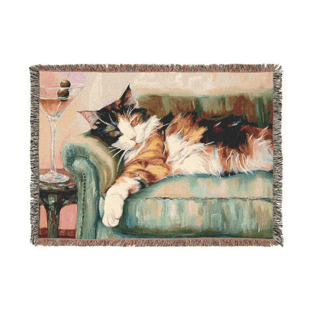 Calico Cat Woven Blanket, Cute Cat Decor, Cat Lover Gift, Cozy Throw ...