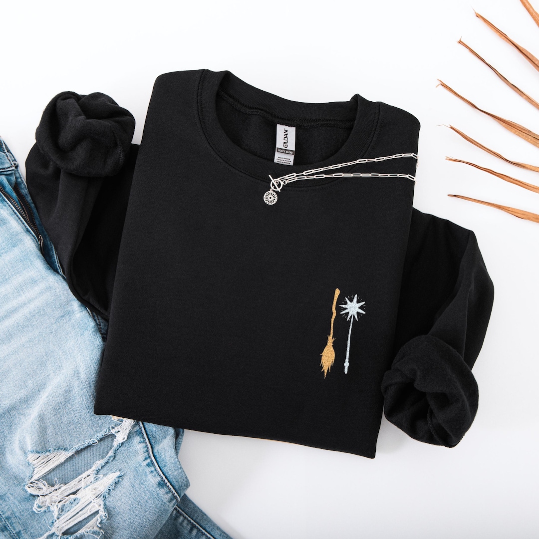 Embroidered Good Witch Bad Witch Sweatshirt Gold and Silver: Oz ...