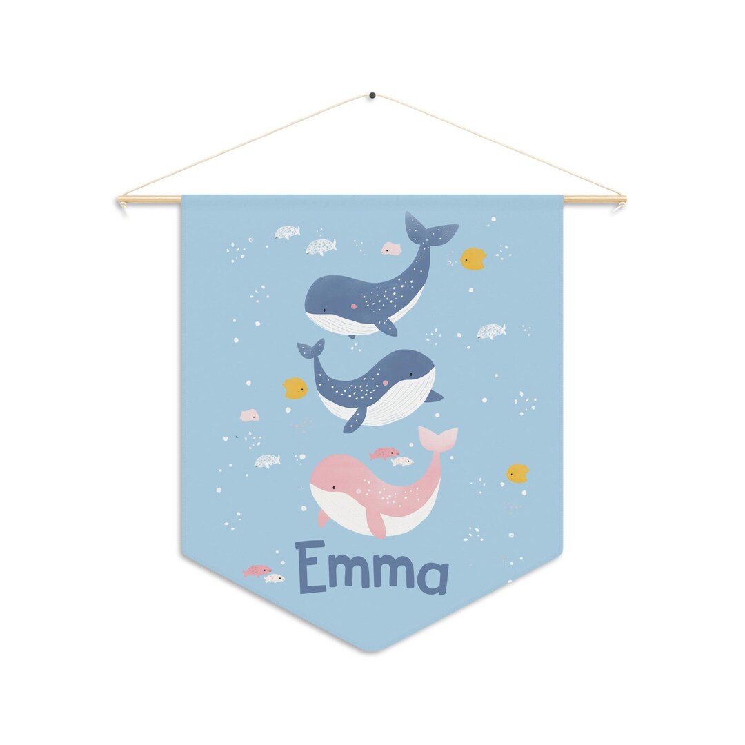 Personalized Whale Nursery Pennant: Ocean Baby Room Decor - Etsy
