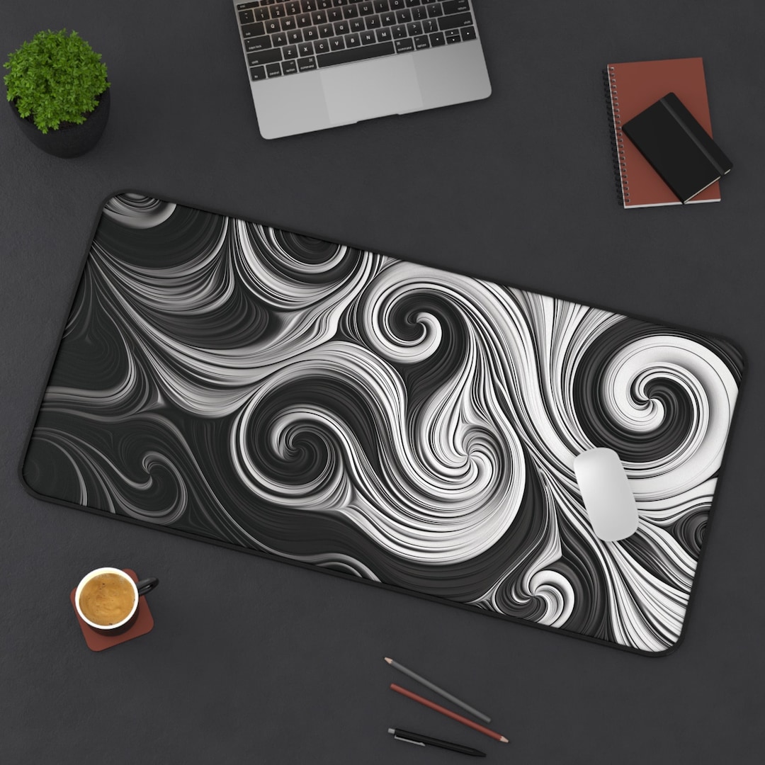 Black and White Swirls Mousepad Desk Mat Colorful Swirls Black & White ...