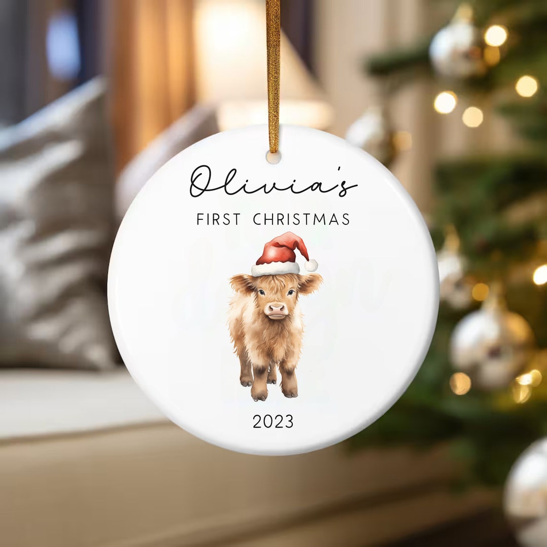 Baby's First Christmas Highland Cow Xmas Bauble Babys First Christmas ...