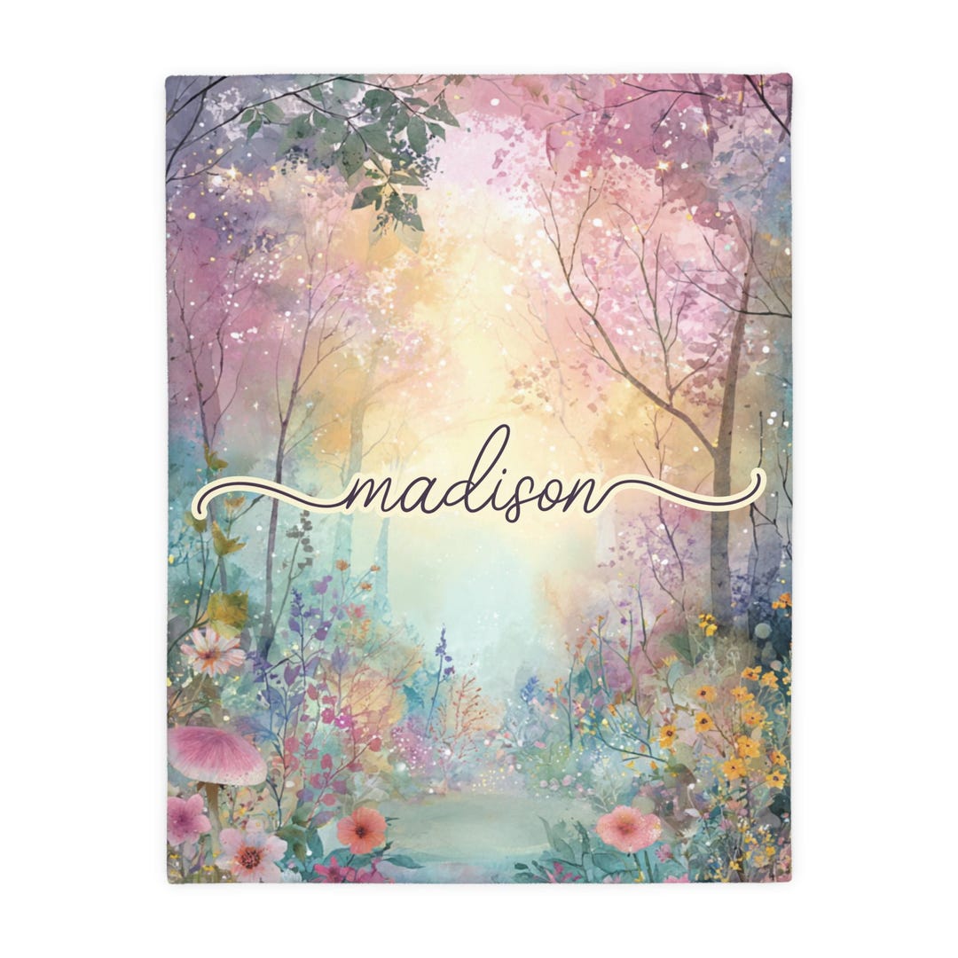 Personalized Floral Enchanted Forest Name Blanket | Velveteen ...