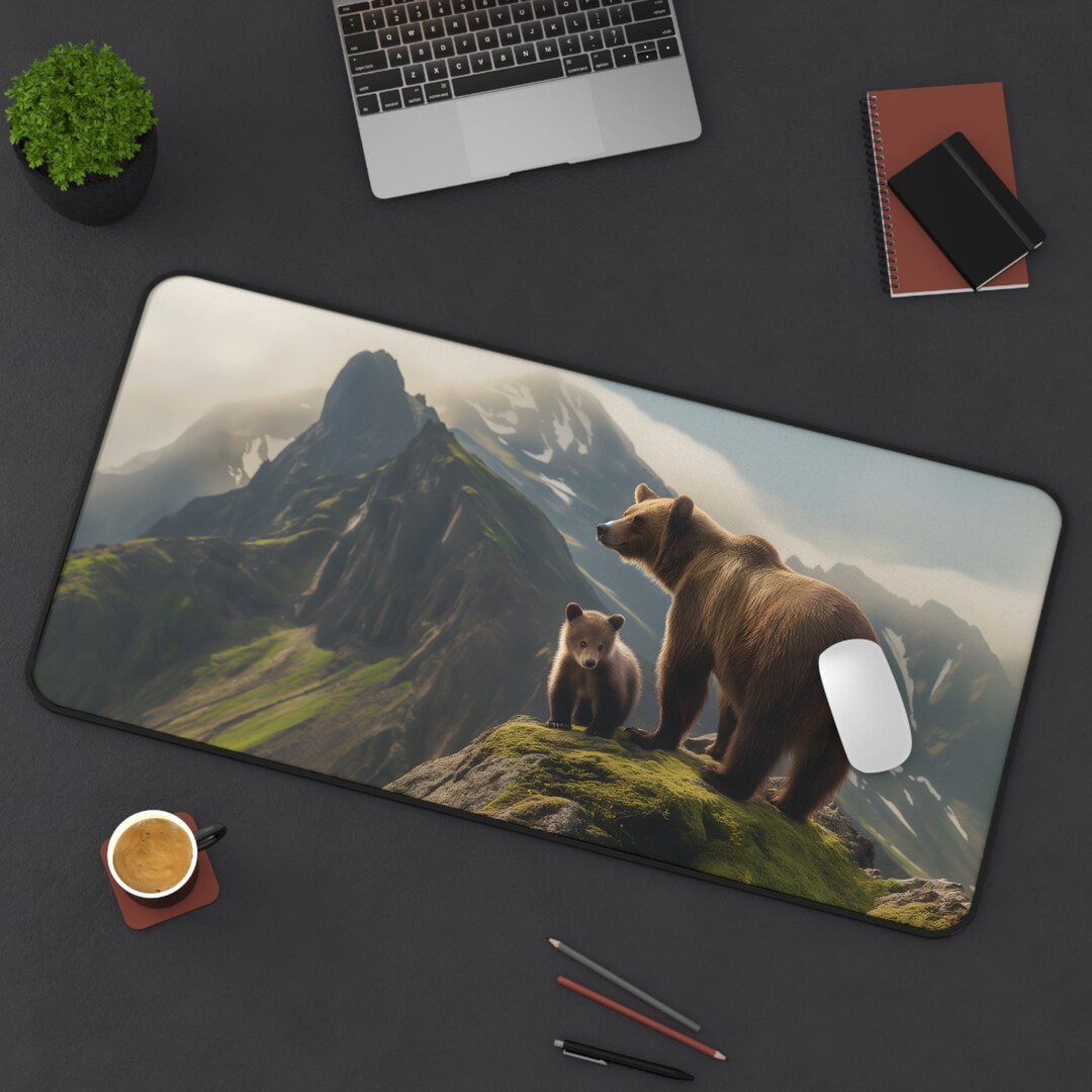 Brown Bear Desk Mat Bear Lover Gift Mousepad Landscape Nature Gaming ...