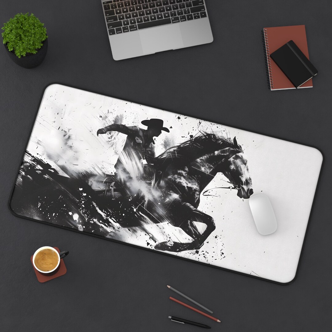 Cowboy Horse Desk Mat Cowboy Lover Gift Minimalist Mousepad Rodeo ...