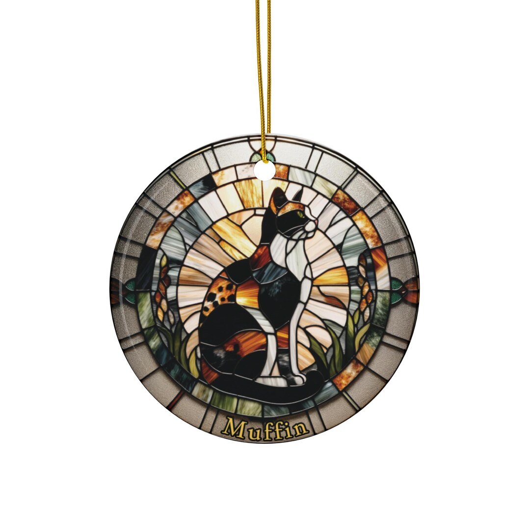 Personalized Calico Stained Glass Look Ornament Cat Lover Gift - Etsy