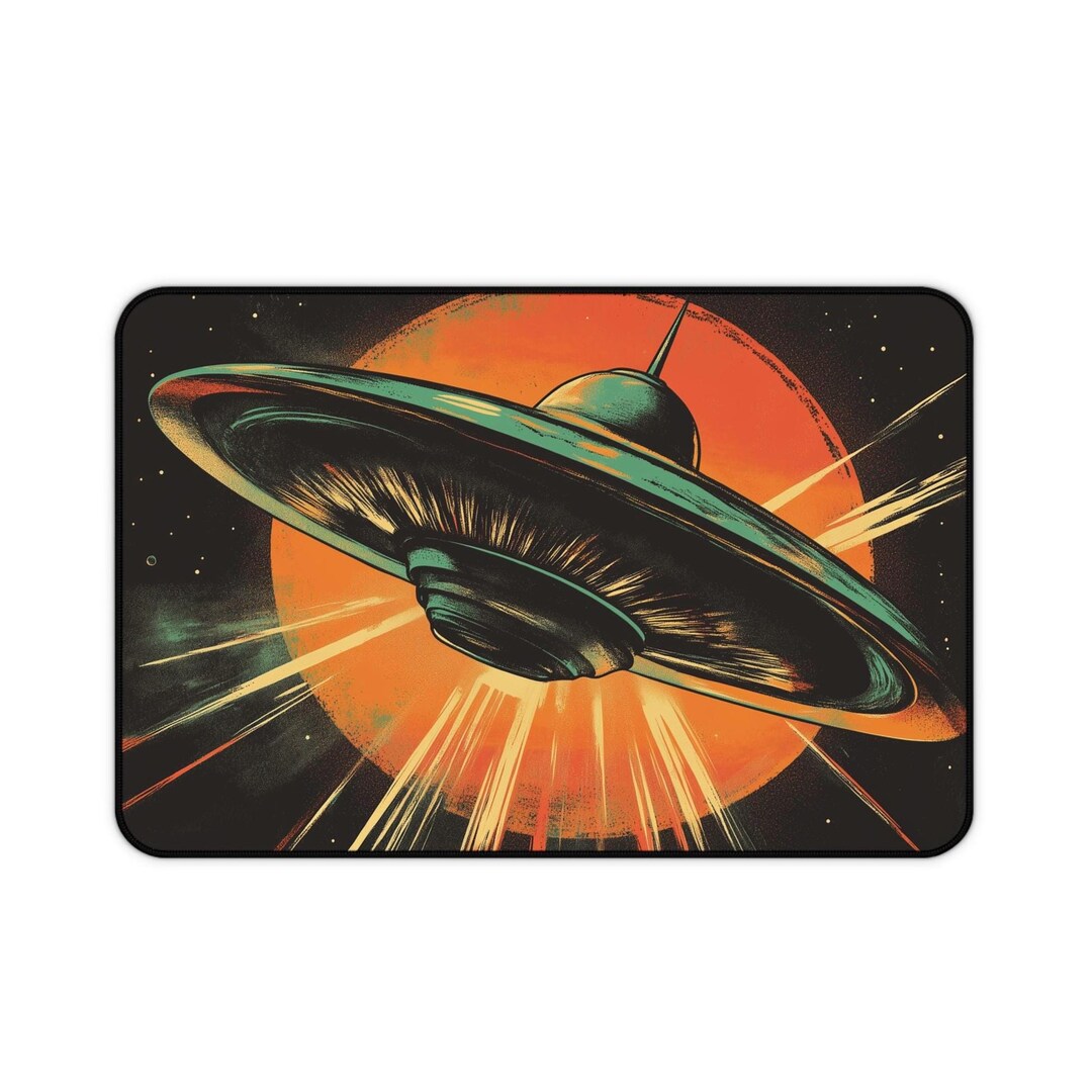 Retro Alien Spaceship Desk Mat: Sci-fi Office Decor - Etsy
