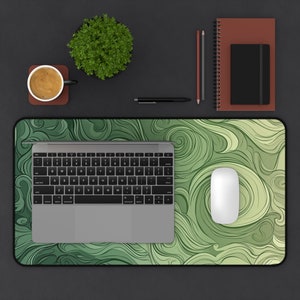 Sage Green Swirls Mouspad Desk Mat, Colorful Swirls Moss Green Mouse ...