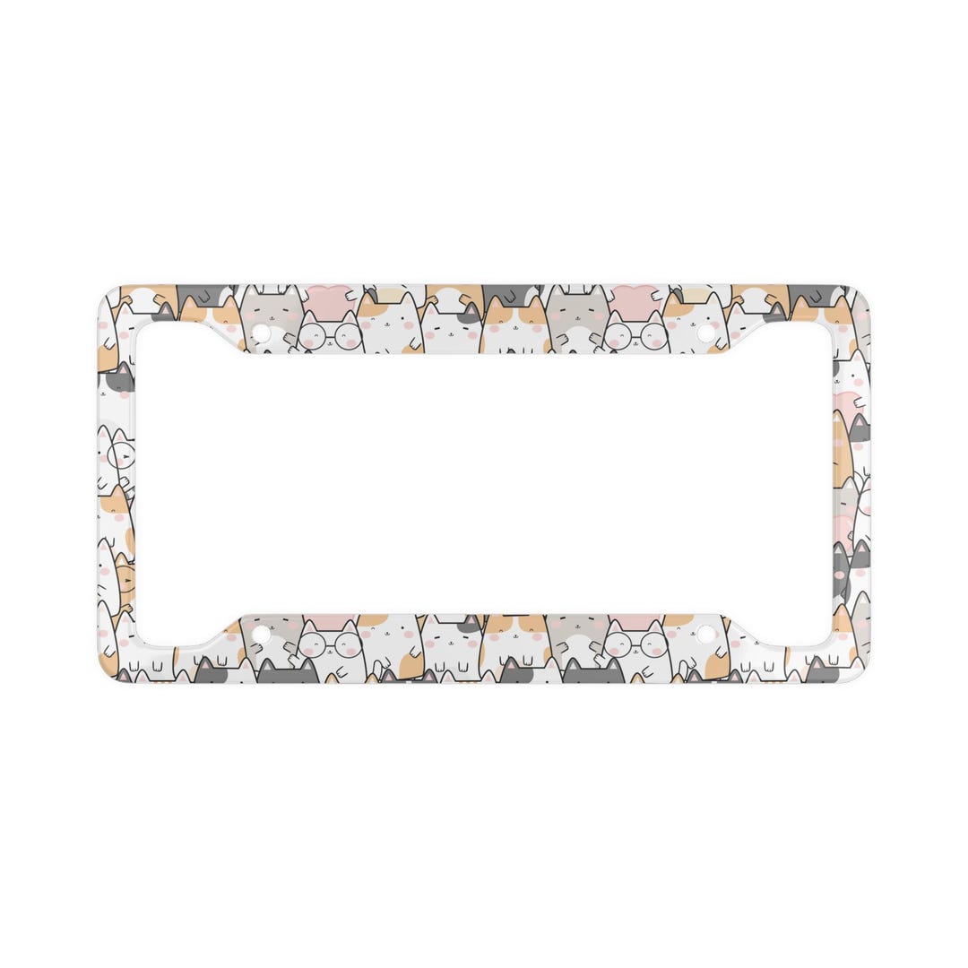 Kawaii Cat License Plate Frame - Cute Car Accessory, Fun Vehicle ...