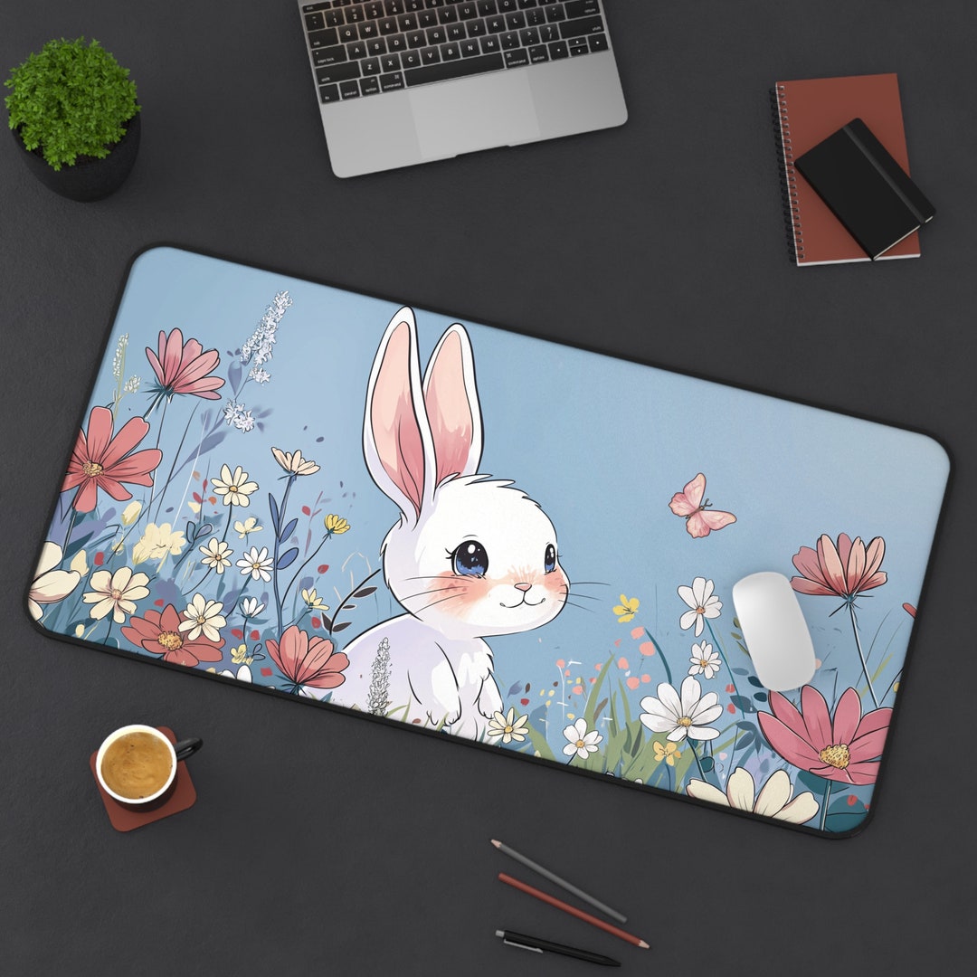Kawaii Bunny Mouse Pad and Desk Mat the Perfect Gift for Gamers, Cute ...
