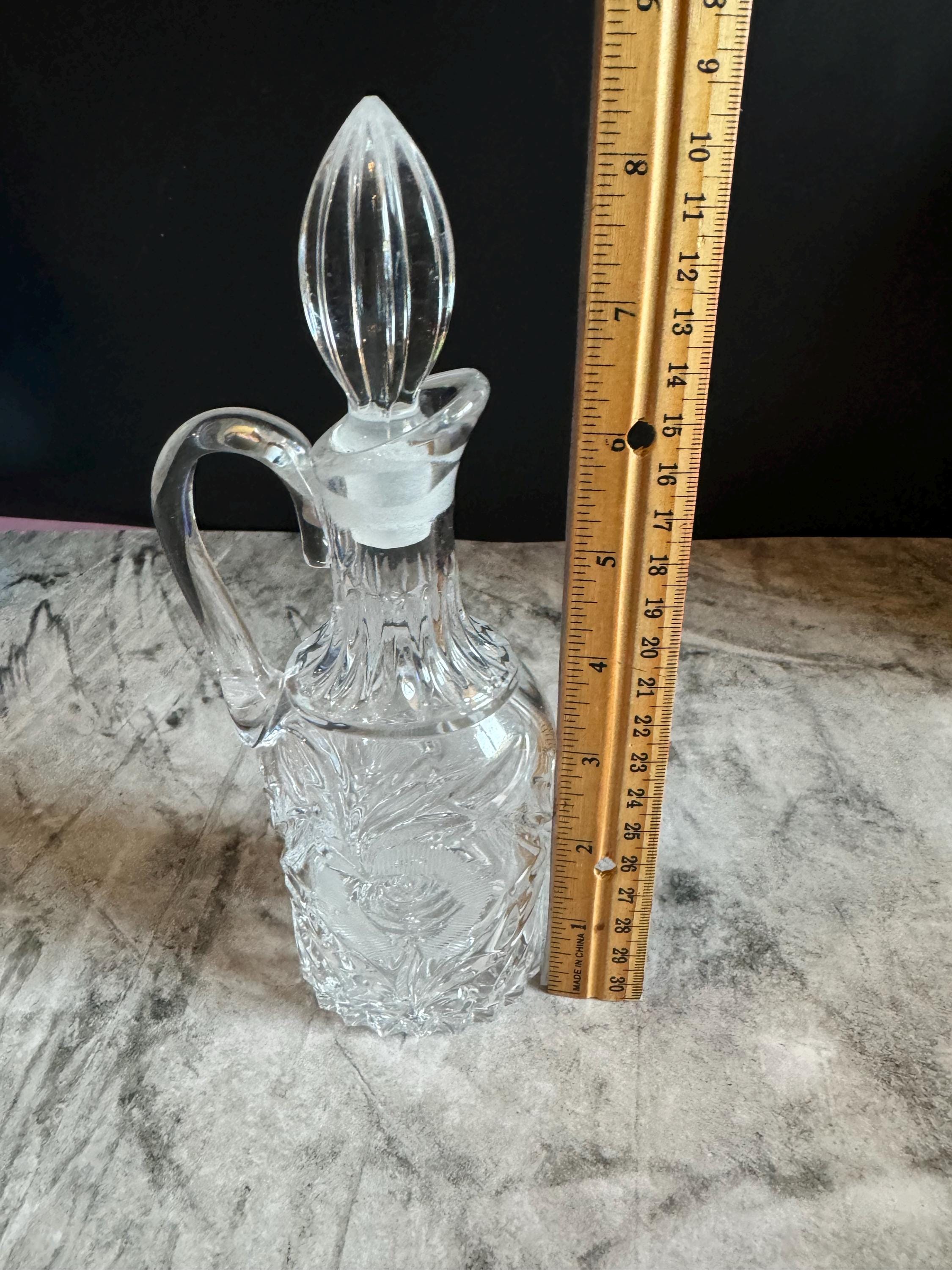 Vintage Pressed Glass Anchor Hocking Cruet Oil and Vinegar Salad ...