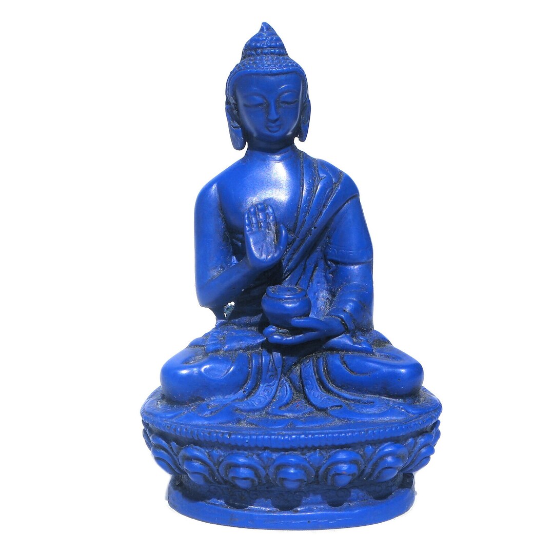 Blue Buddha Statue: Handmade Resin Altar Decor - Etsy