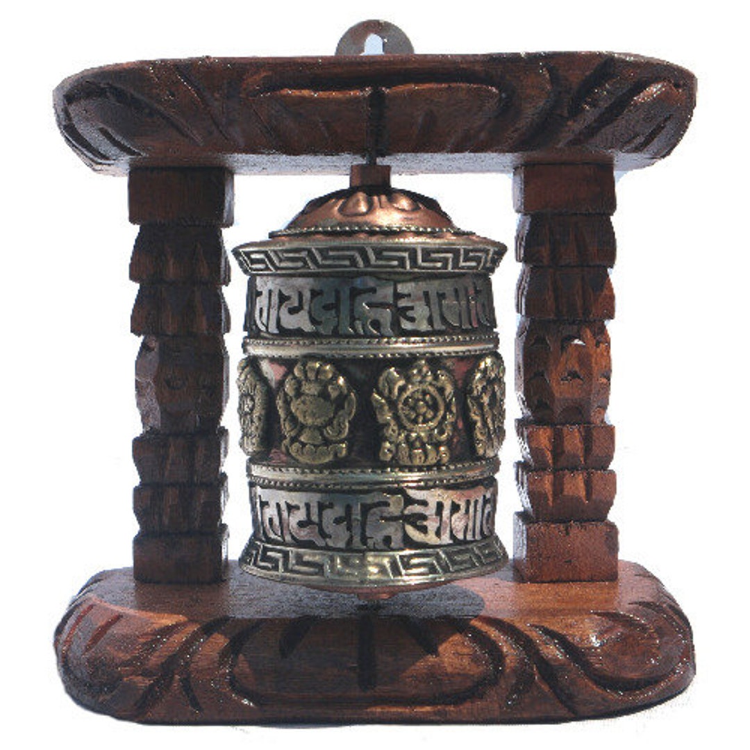Tibetan Prayer Wheel, Om Mane Prayer Wheel, Wall Mount Prayer Wheel ...
