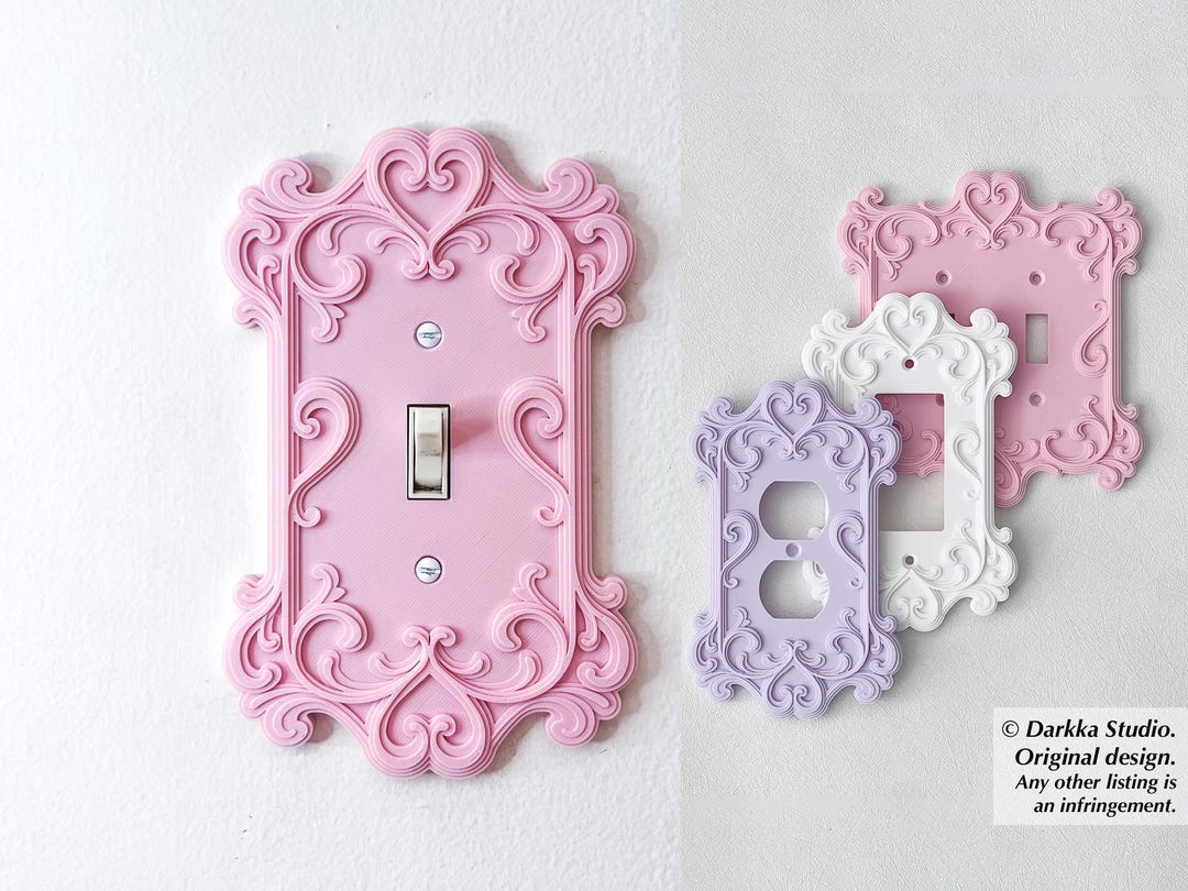 Rococo Wall Plate Cover Romantic Home Decor Heart Princess Switch Pink ...