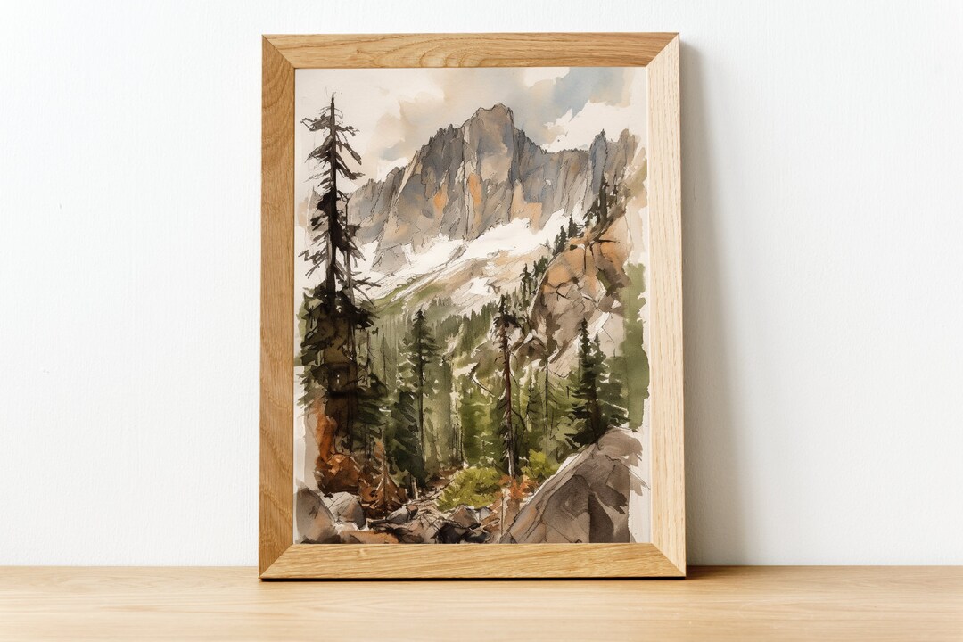 North Cascades National Park Nature Watercolor Sketch Printable ...