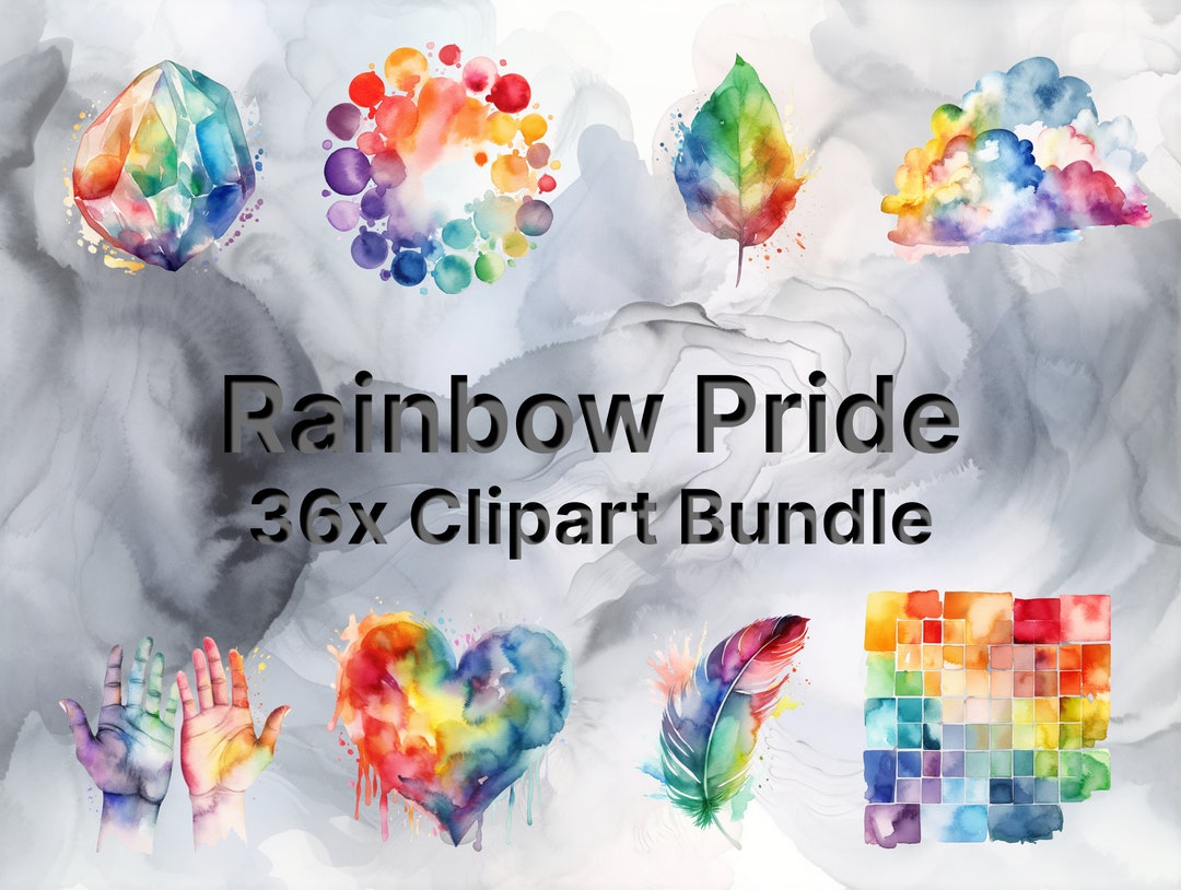 Watercolor Rainbow Pride Clipart - Digital PNG Download Multipack ...