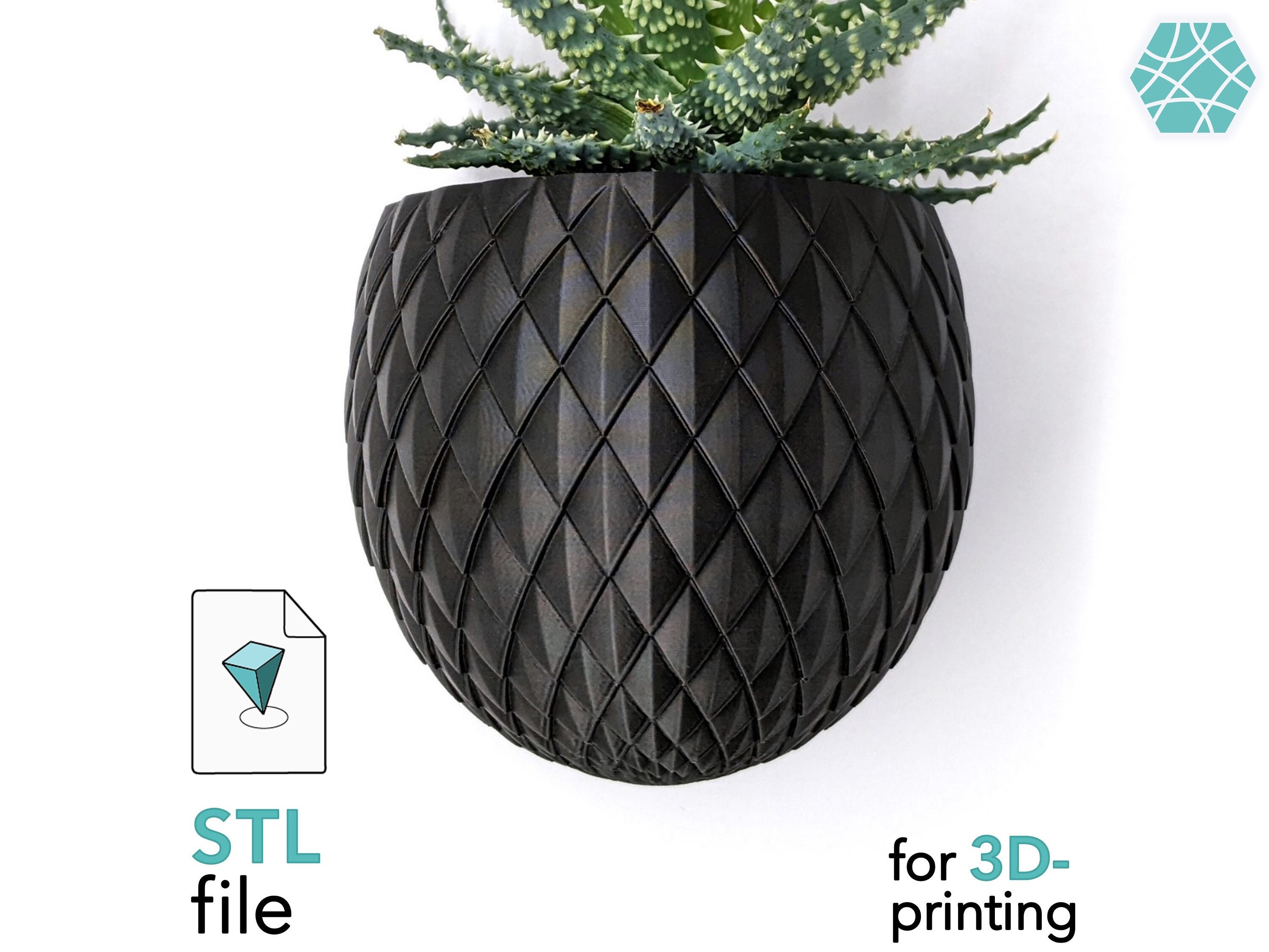 Wall Plant Pot STL 3D Print File Model blossomscale to 3D Print Wall ...
