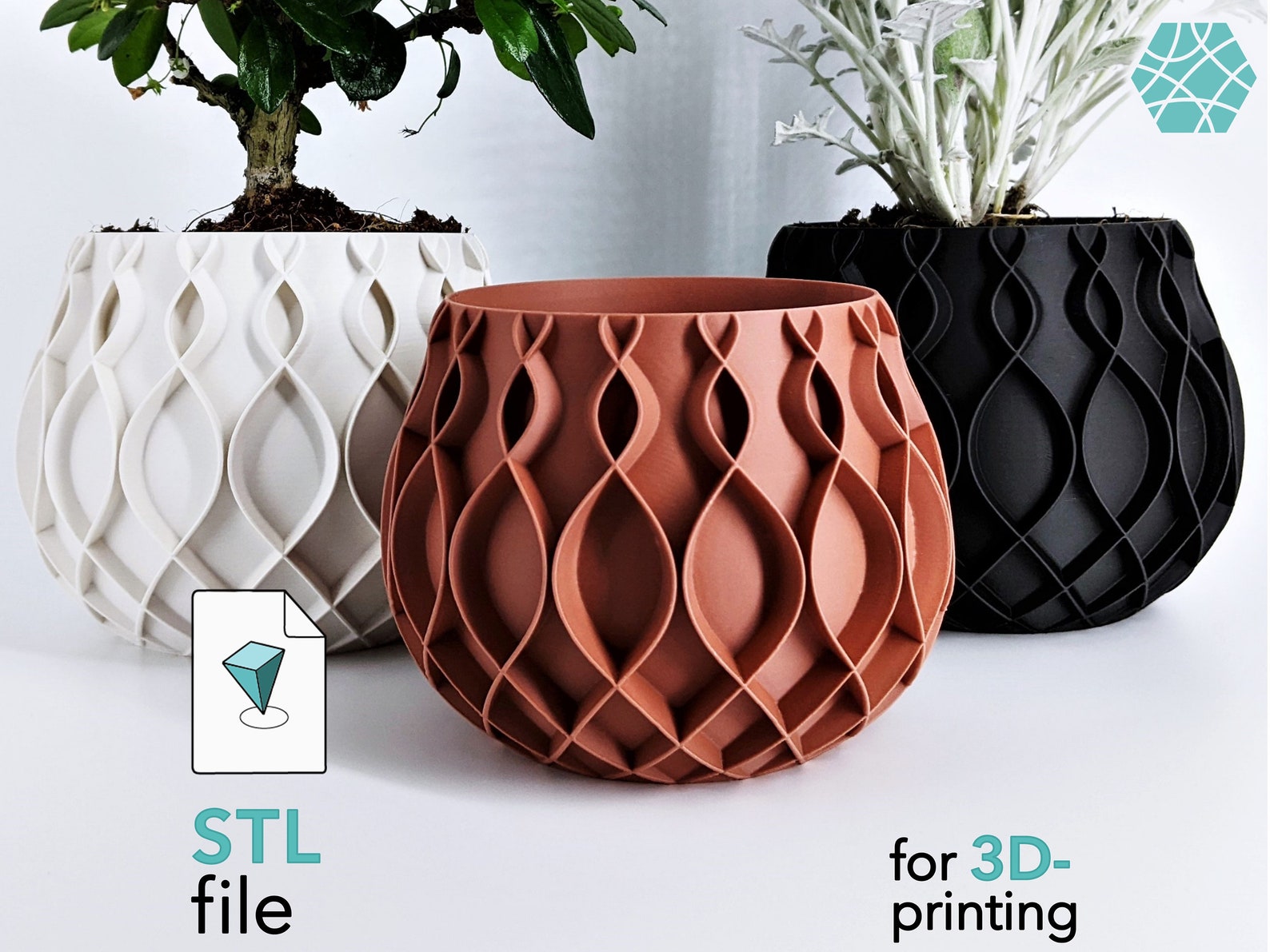 Plant Pot STL 3D Print File Model bellvere for Planters and Big Plant ...
