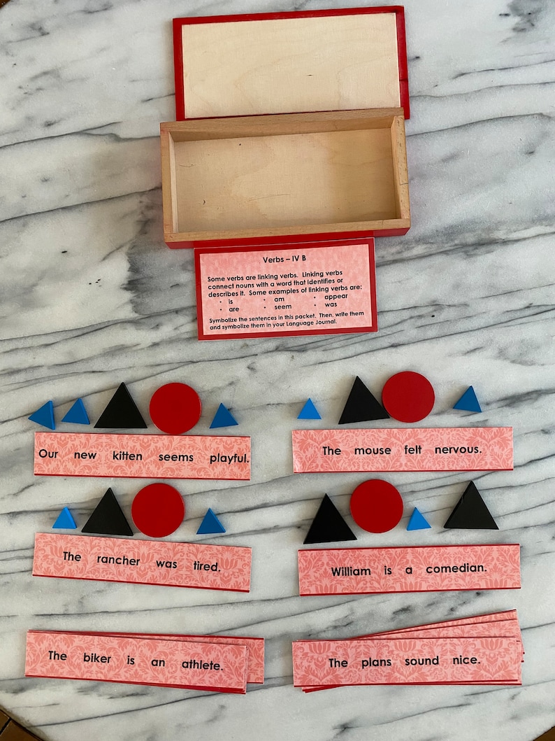 Montessori Grammar Boxes - Verbs, Language, Parts of Speech - Etsy