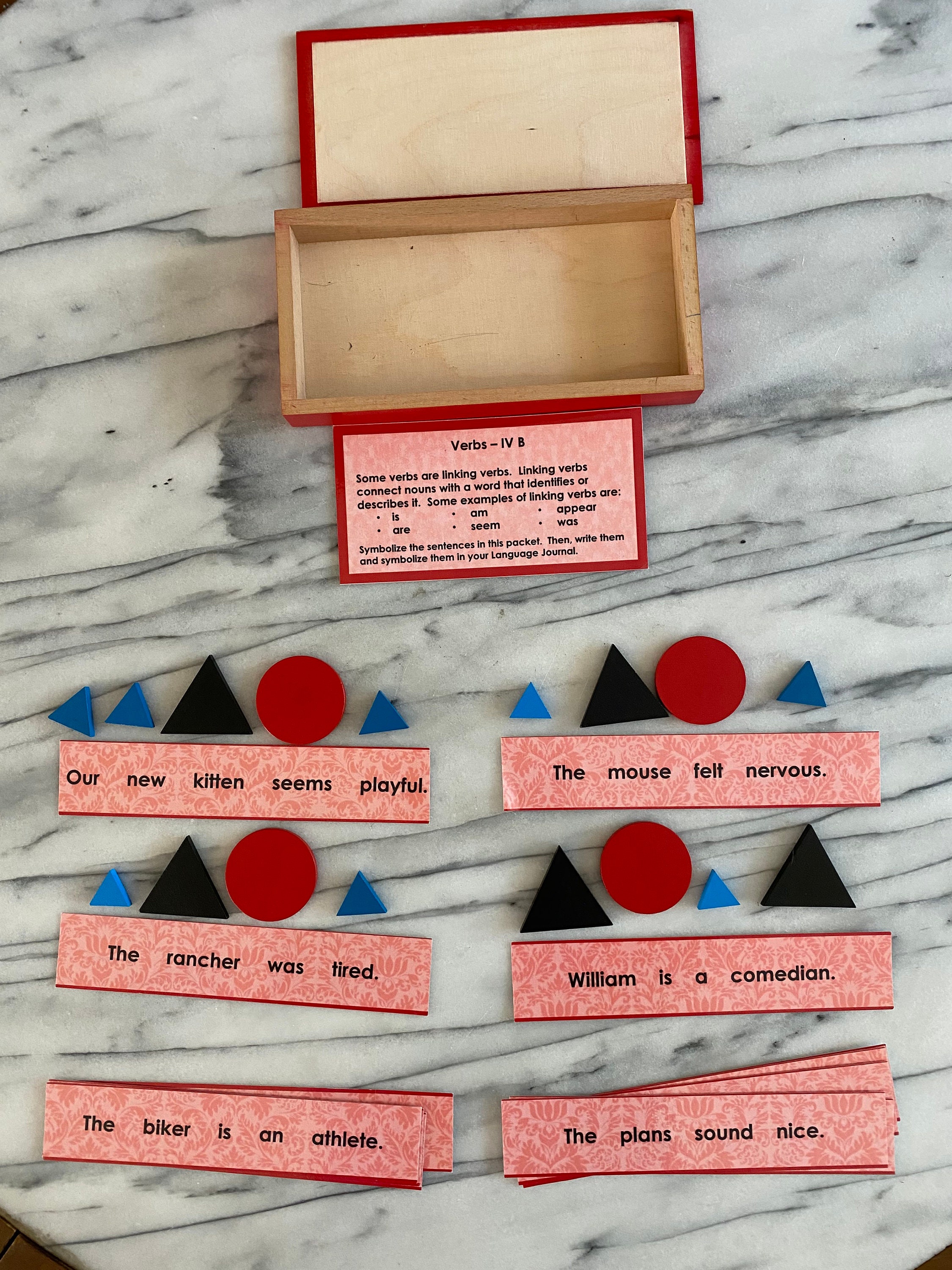 Montessori Grammar Boxes - Verbs, Language, Parts of Speech - Etsy