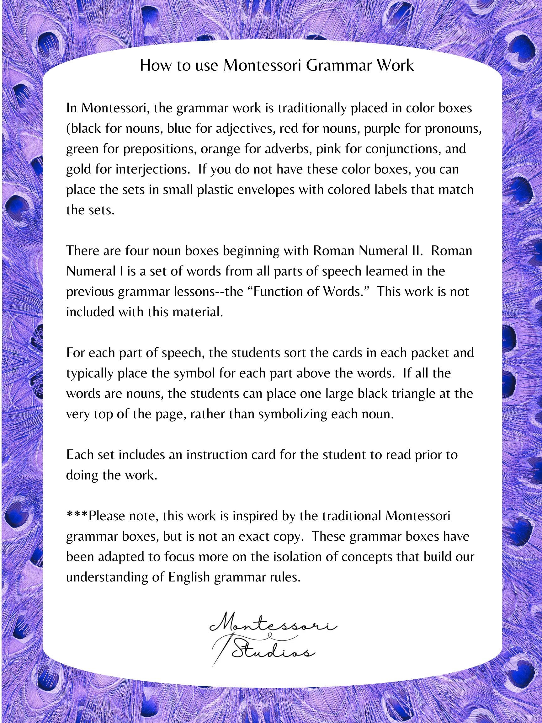 Montessori Grammar Box Cards - Etsy