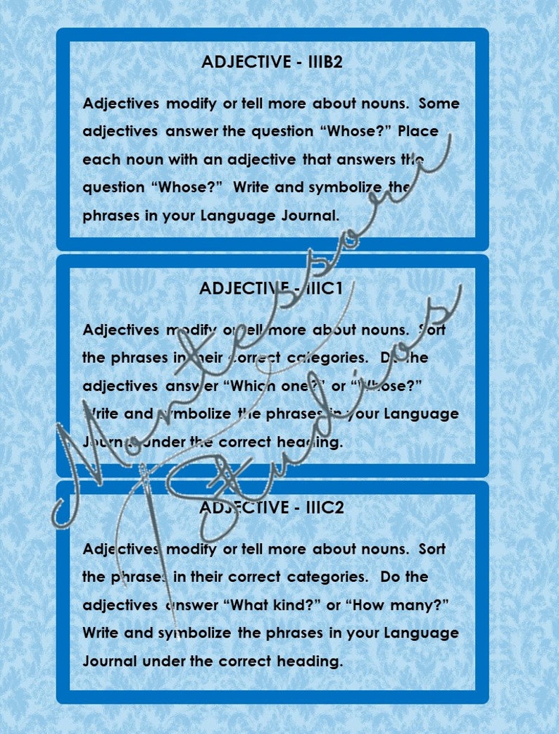 Grammar, Adjectives, Function of Words, Montessori, Language - Etsy