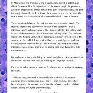 Montessori Grammar Boxes - Verbs, Language, Parts of Speech - Etsy