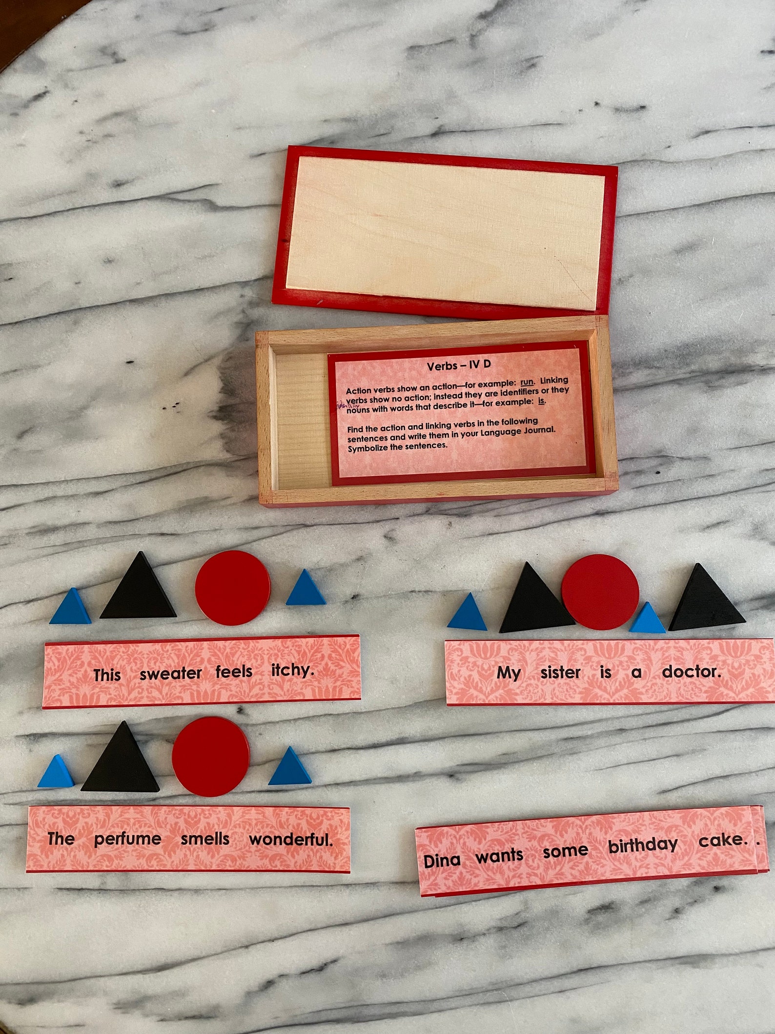 Montessori Grammar Boxes - Verbs, Language, Parts of Speech - Etsy