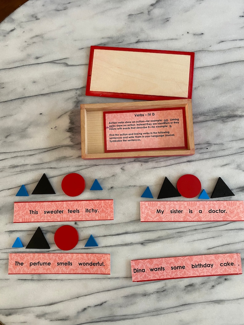 Montessori Grammar Boxes - Verbs, Language, Parts of Speech - Etsy