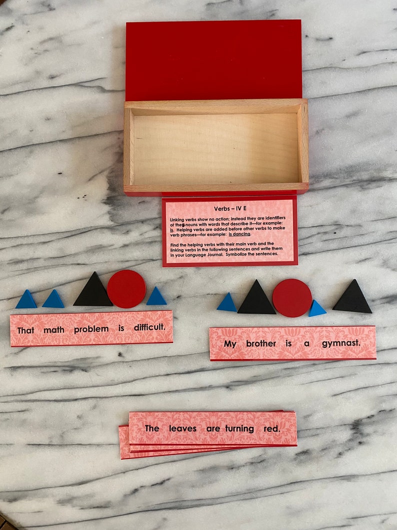Montessori Grammar Boxes - Verbs, Language, Parts of Speech - Etsy
