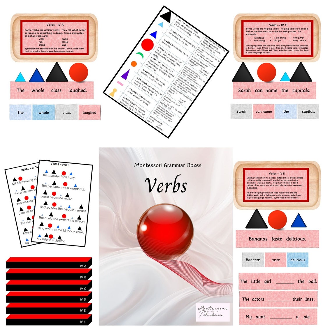 Montessori Grammar Boxes - Verbs, Language, Parts of Speech - Etsy
