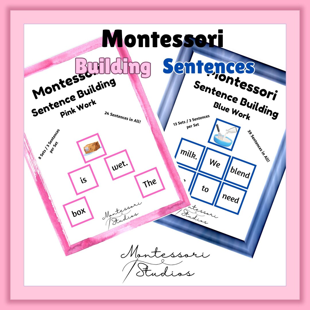 Montessori Building Sentences - Pink & Blue Sets - Etsy