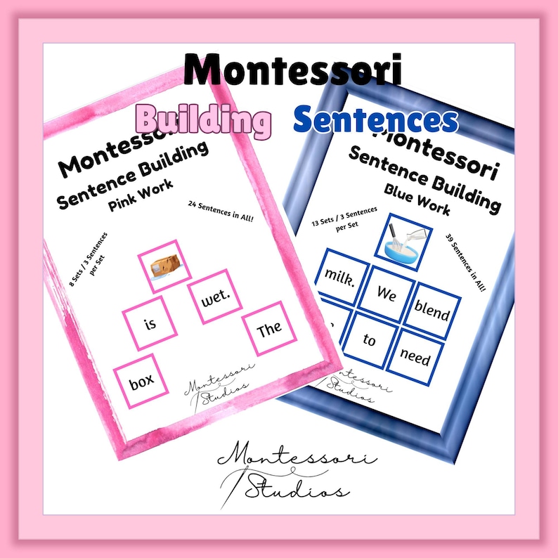 Montessori Building Sentences - Pink & Blue Sets - Etsy