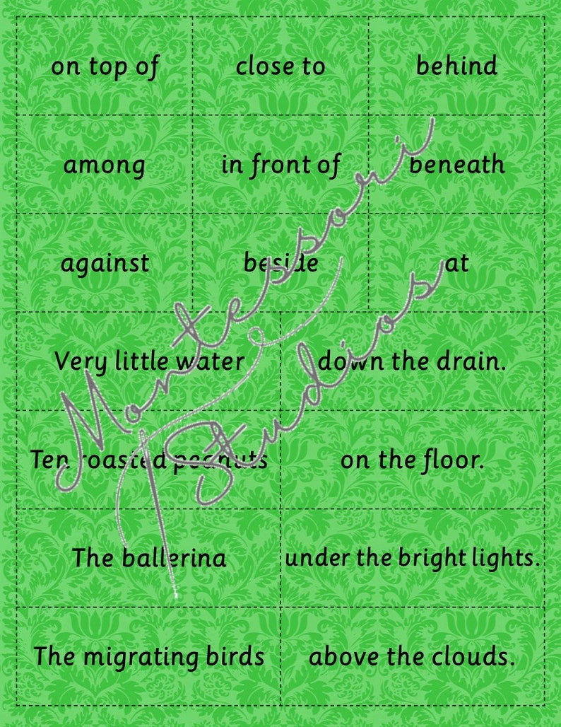 Montessori Grammar Box, Prepositions, Parts of Speech, Language - Etsy